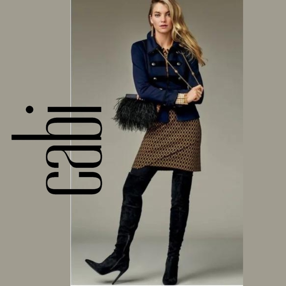 Cabi Standout Kensington Proper Medallion Knit Skirt - Gem